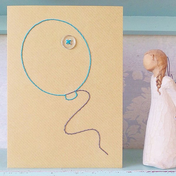Balloon Card. Hand Sewn Card. Blank Card. Birth... - Folksy
