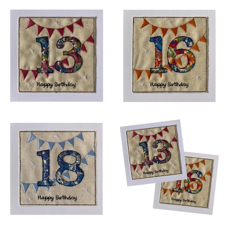 18th Birthday Card, Age 18 Bunting Birthday Car... - Folksy