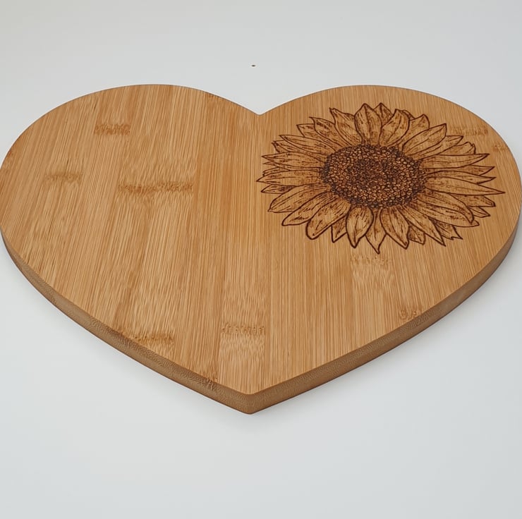 sunflower design chopping board - pyrography k... - Folksy