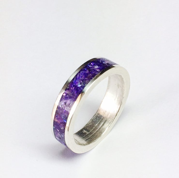 Sterling Silver Ring with Crushed Shell Inlay - Folksy