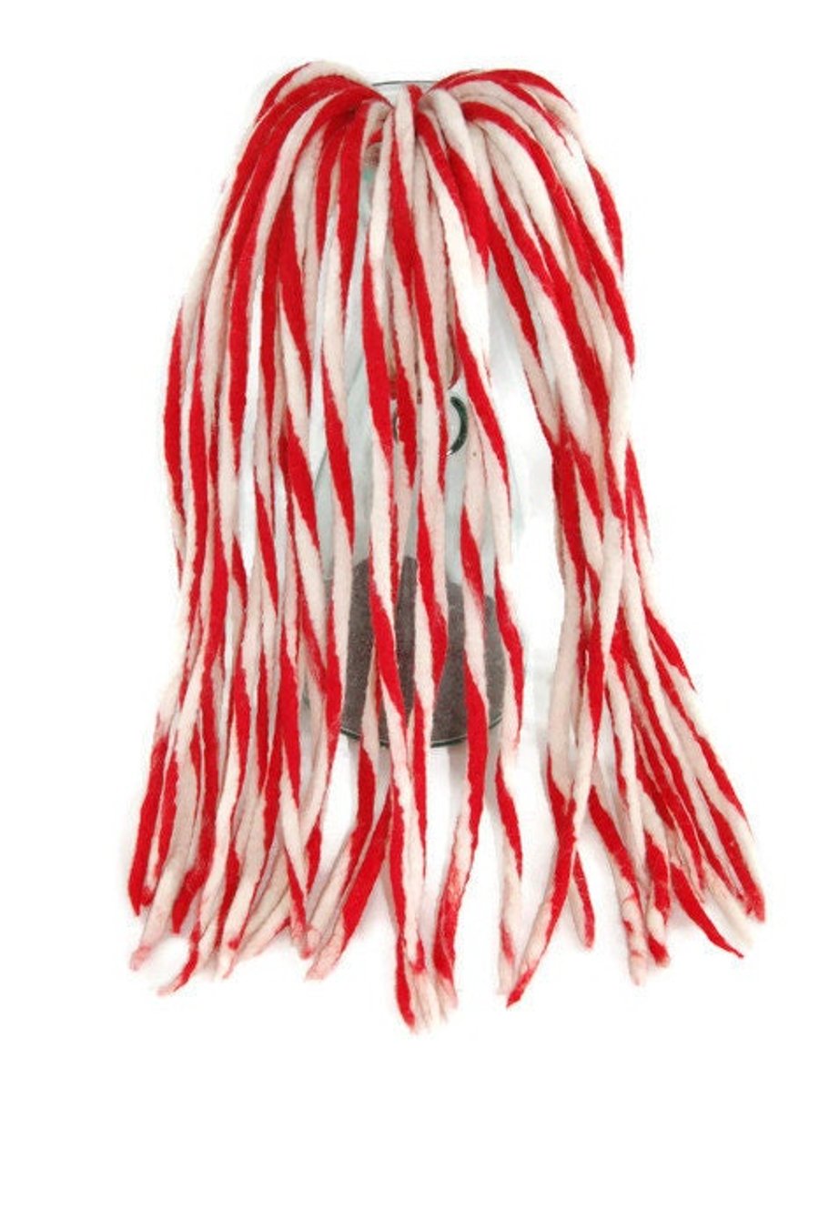 Red and White candycane Handmade Wool Dreadlock... - Folksy