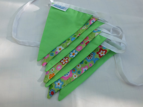 Lime Green Bunting Flower Retro Style - Folksy