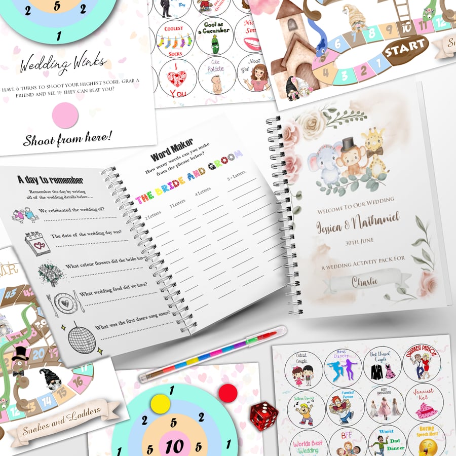 Wedding Activity Notebook For Kids, Pack, Favou... - Folksy