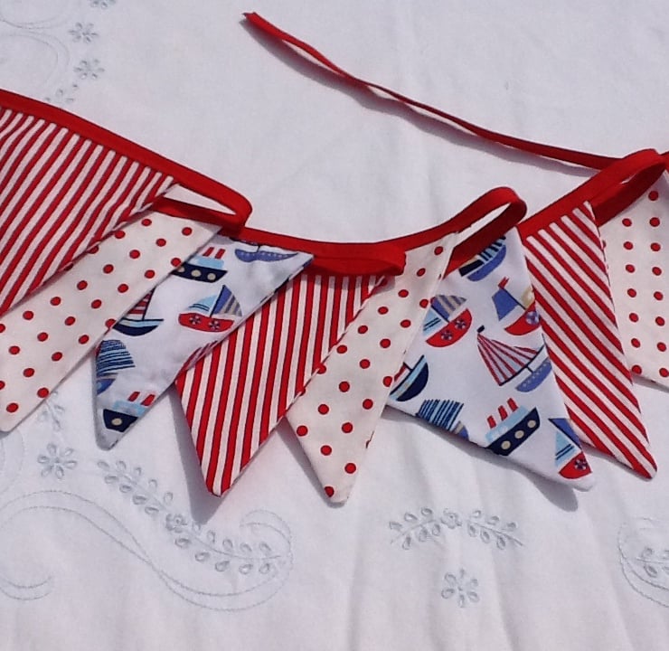Nautical Ship Bunting - 12 small flags, Playroo... - Folksy