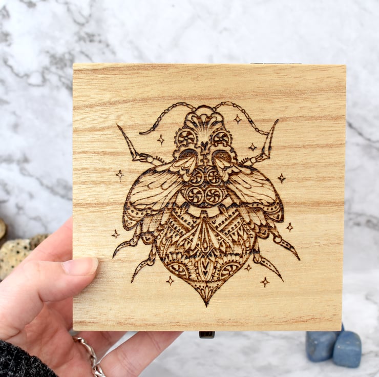 Steampunk bee. Pyrography wooden box. - Folksy