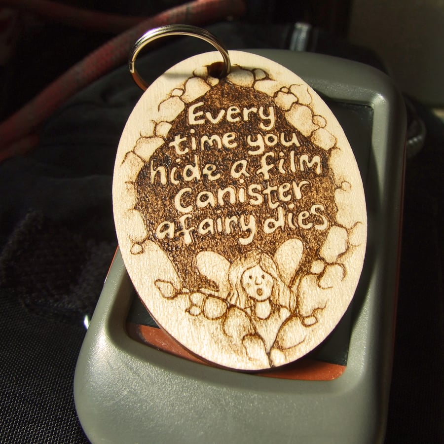 Geocaching Fairies Personalised Pyrography Keyring - Folksy