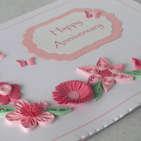 Quilled anniversary card - Folksy