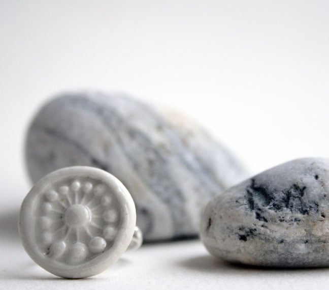 Handmade Ceramic flower ring - white porcelain ... - Folksy