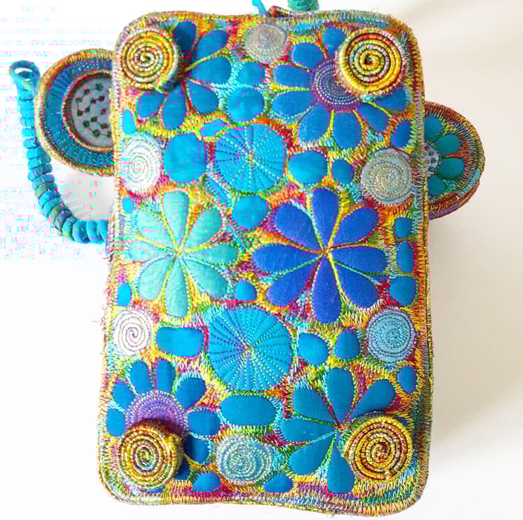 Telephone Textile Art Free Machine Embroidery H... - Folksy