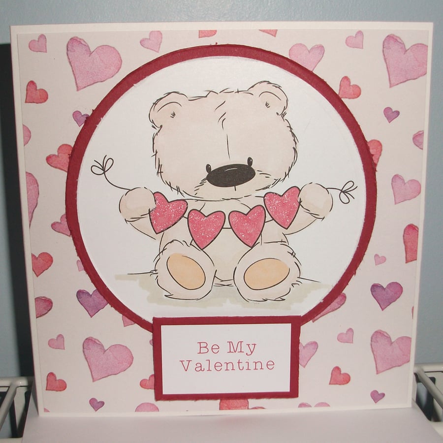 Cute bear Valentine's Day card - Folksy