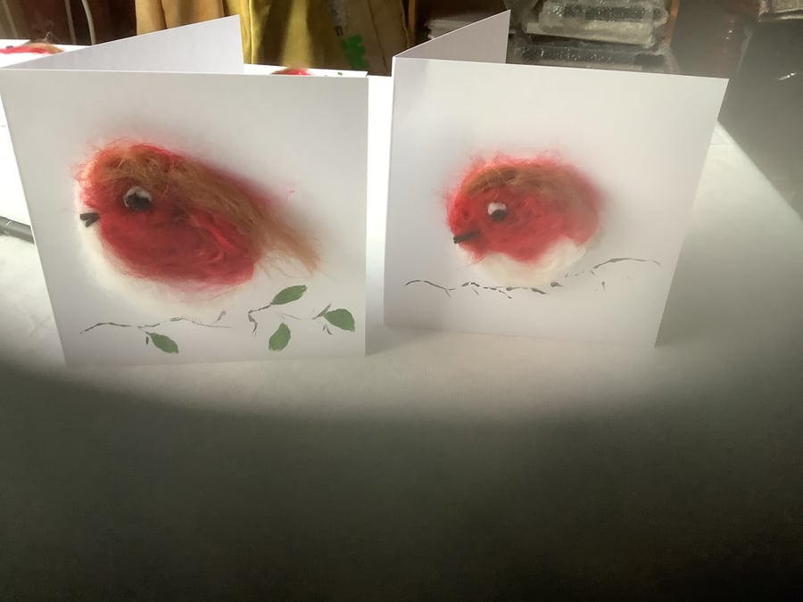 Felt robin card - Folksy