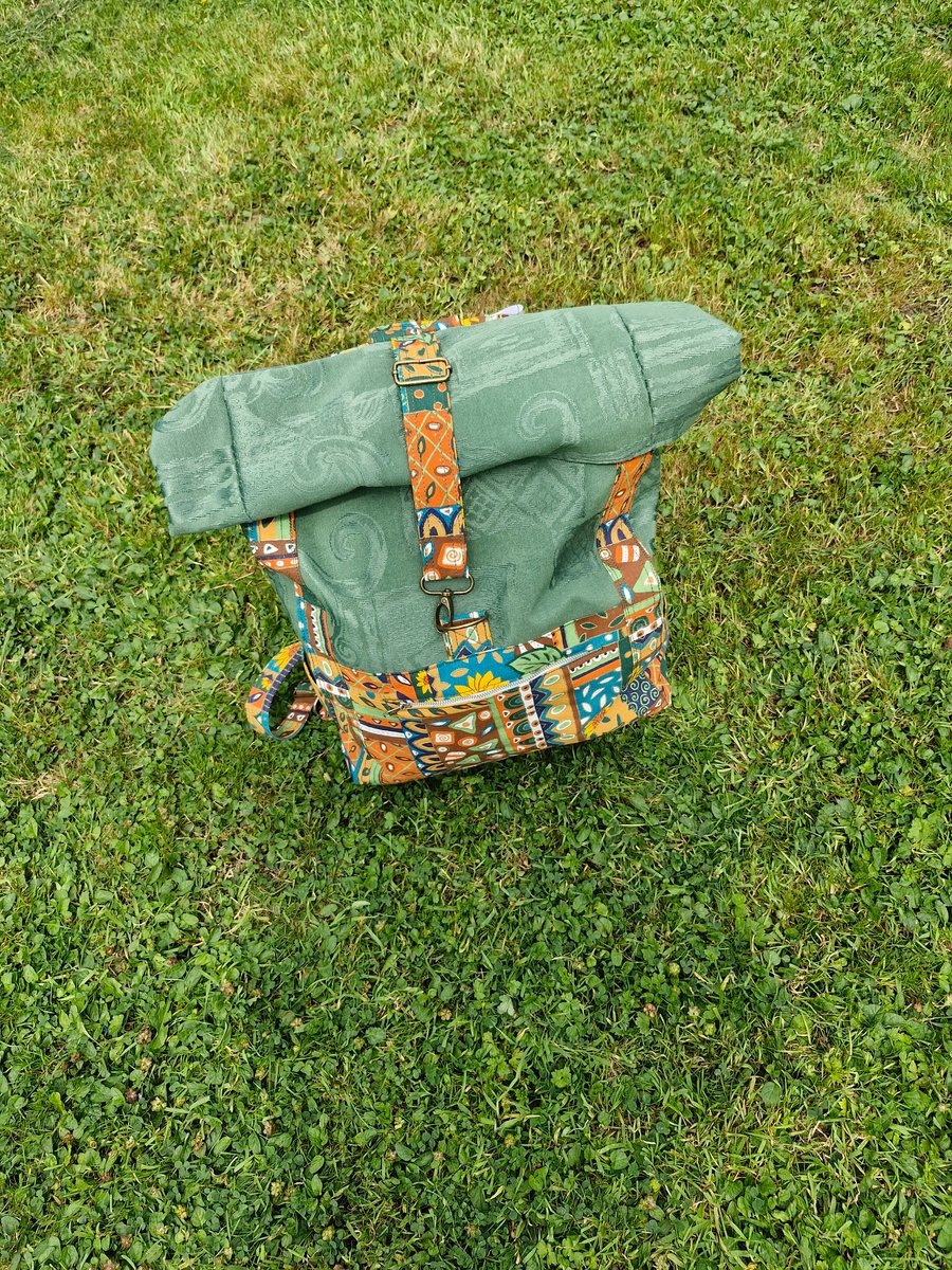 Colourful green rucksack with metal hardware - Folksy
