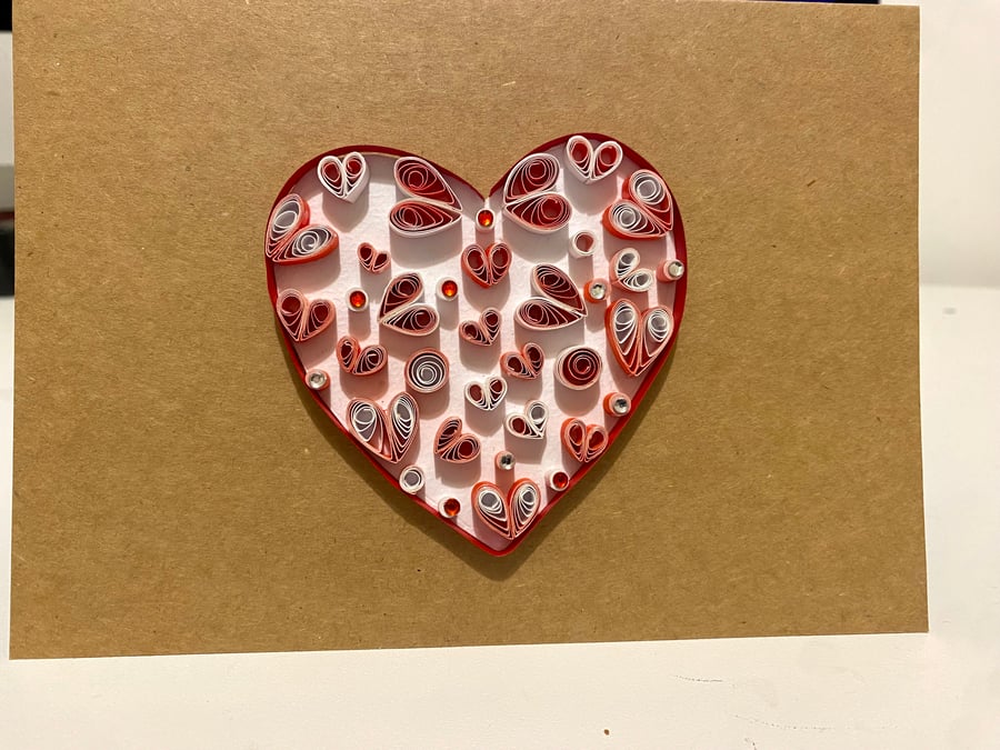 Quilled Valentines Day Love heart Card - Folksy