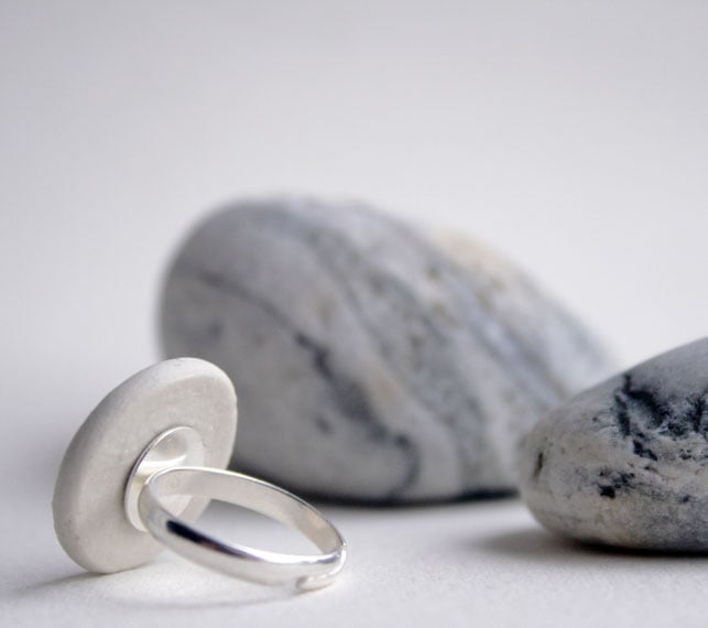 Handmade Ceramic flower ring - white porcelain ... - Folksy