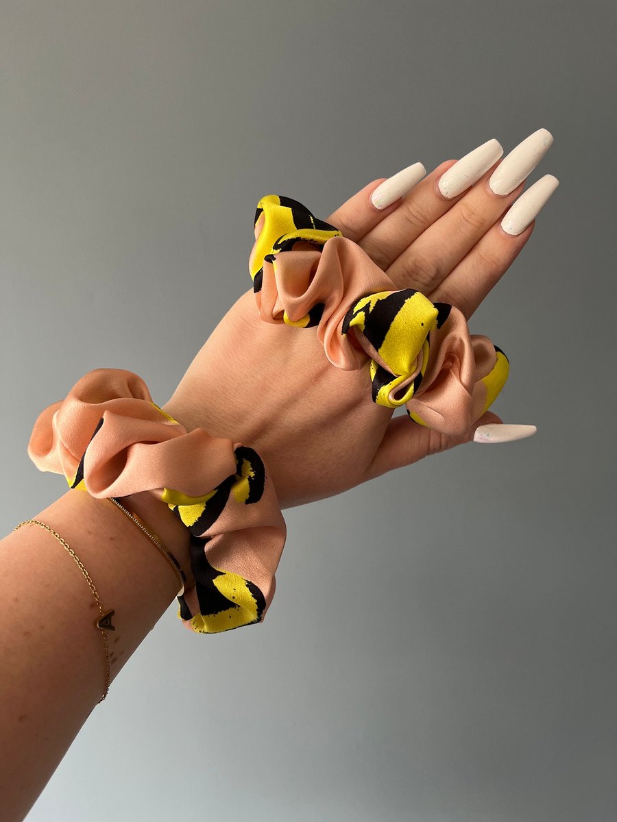 100% pure silk scrunchie. Bespoke digitally pri... - Folksy