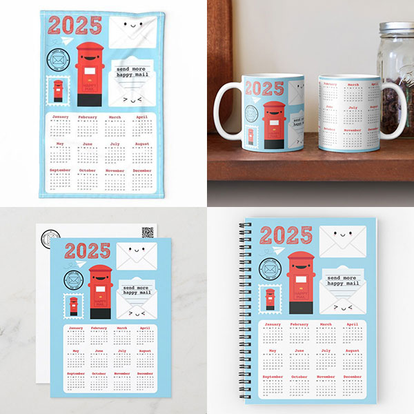 2025 Calendar Postcards - Kawaii Happy Mail - Folksy