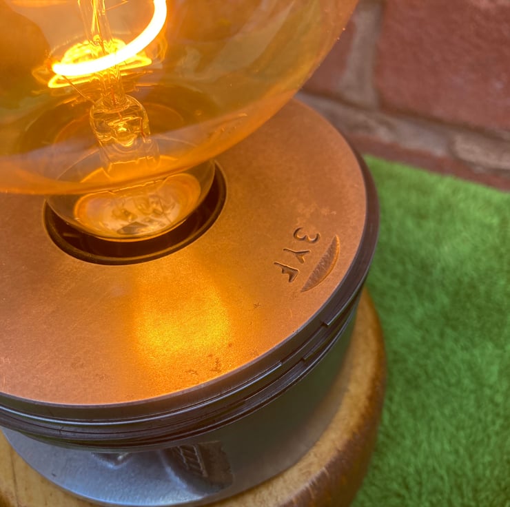 Decorative Table Lamp, Upcycled Motorcycle Piston - Folksy