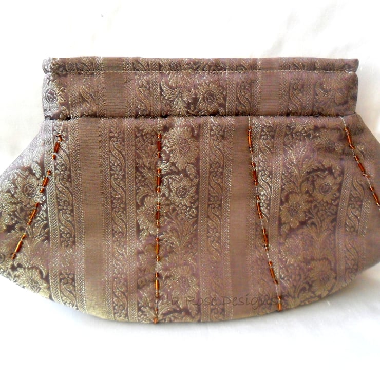 Gold brocade evening bag - Folksy