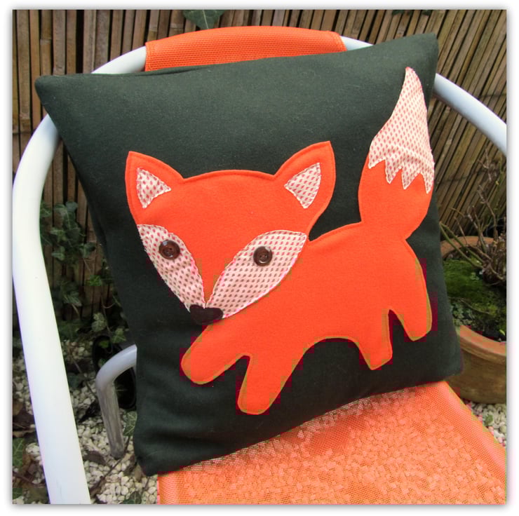 Whimsical Fox Cushion, 43cm x 43cm, complete w... - Folksy