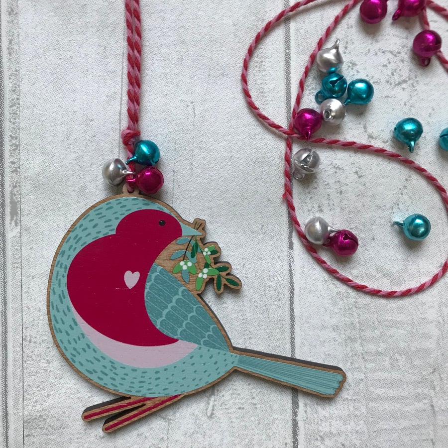 Robin Wooden Christmas Decoration - Folksy