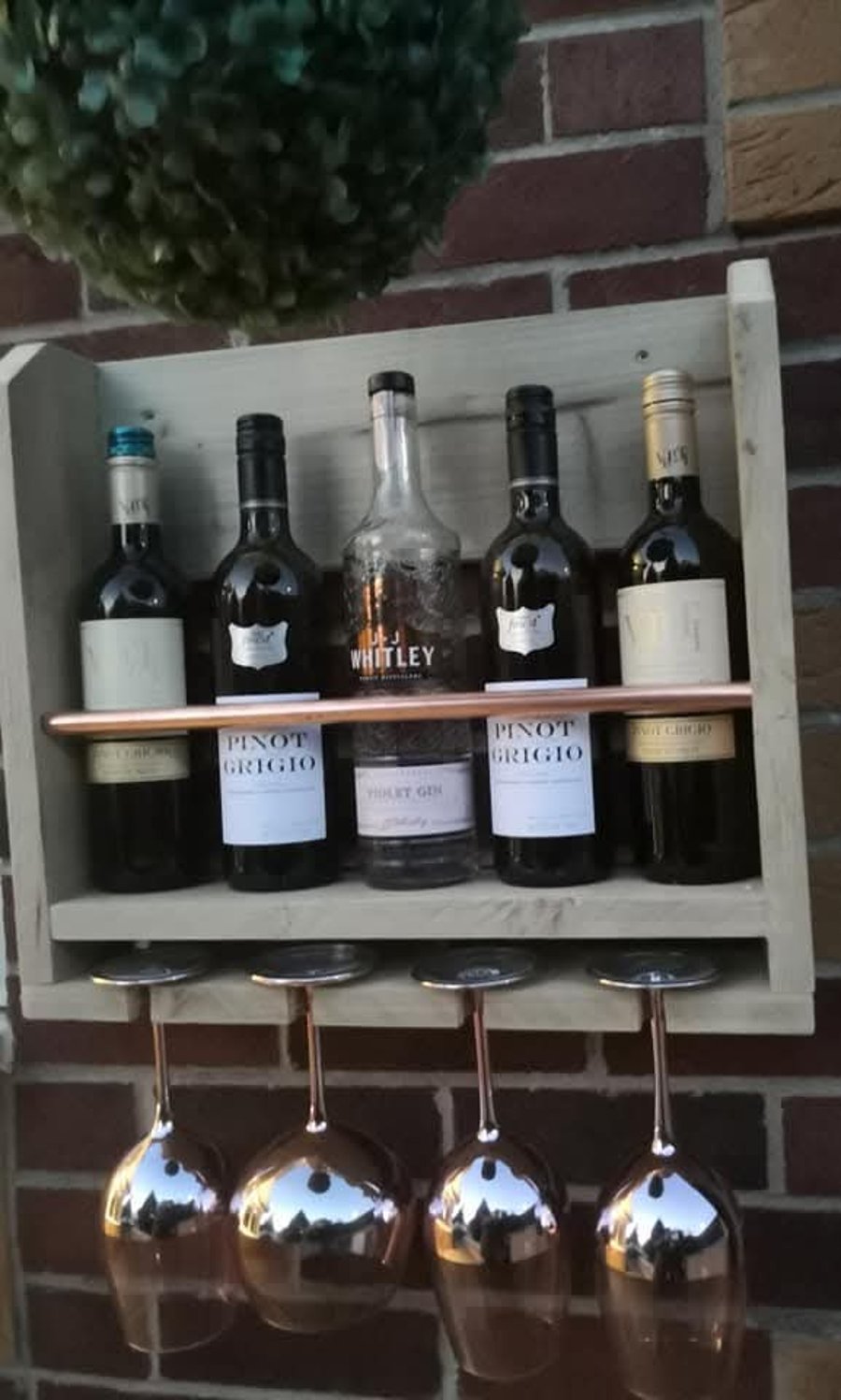 Handmade wall mounted wine gin shelf - Folksy