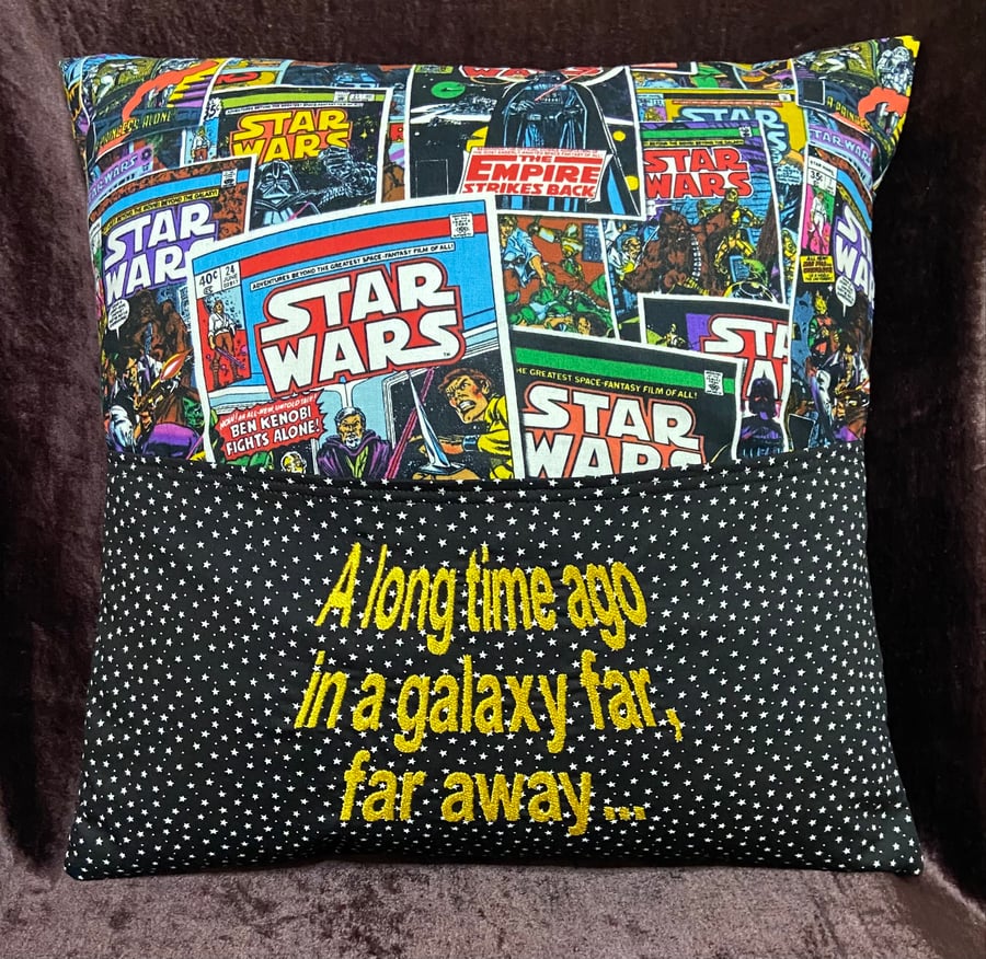 Sci Fi Themed Embroidered Reading Cushion - Folksy