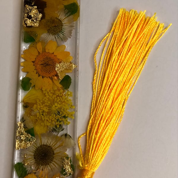 Yellow Flower Resin Bookmark - Folksy