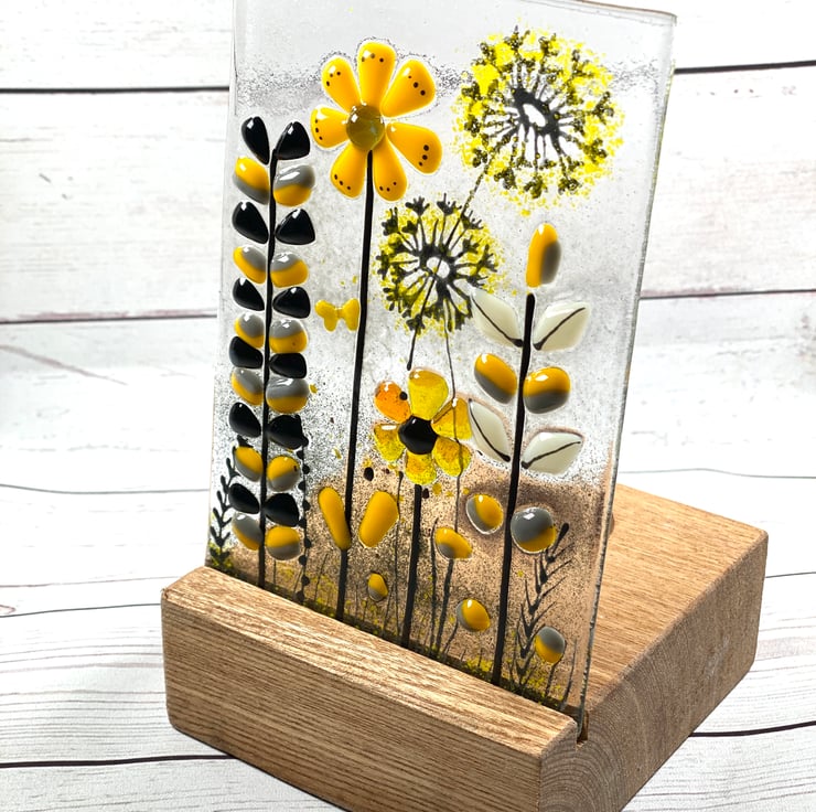 Free standing glass meadows art- glass art - Folksy