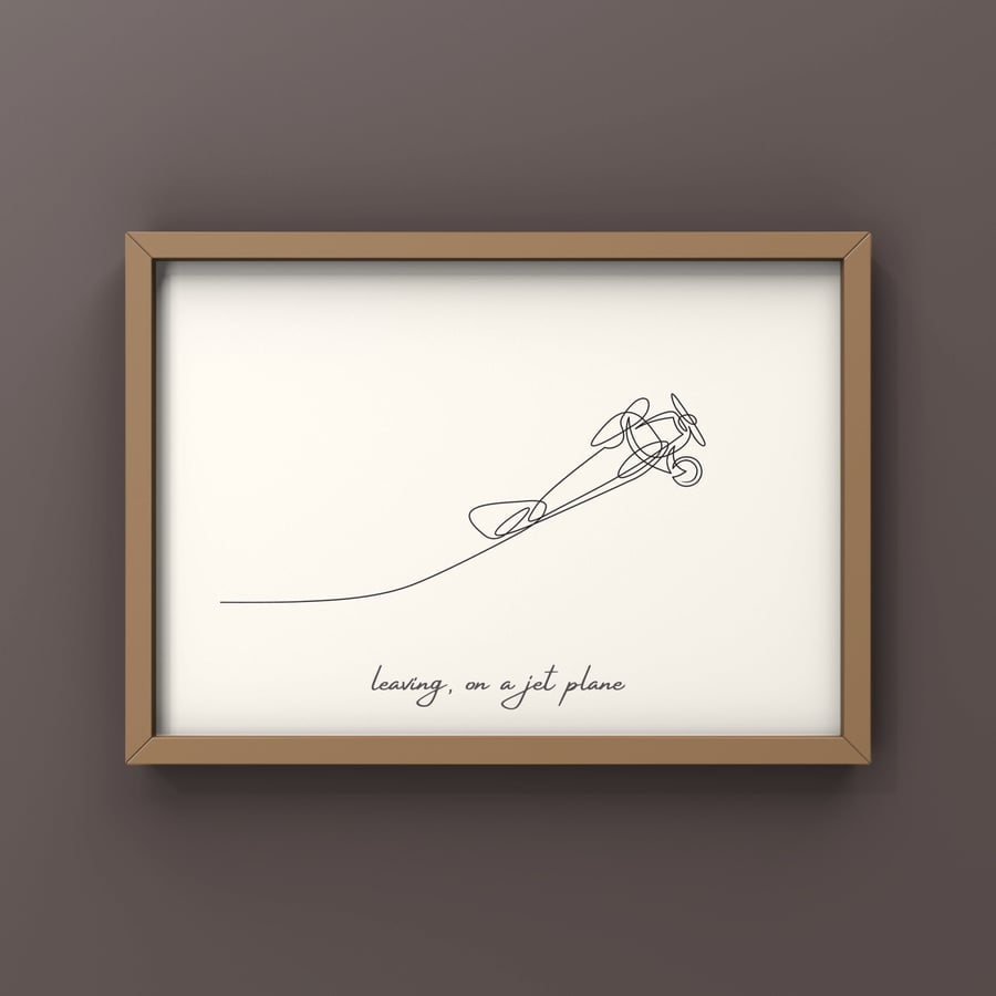 Leaving on a jet plane One Line art Aircraft Ar... - Folksy