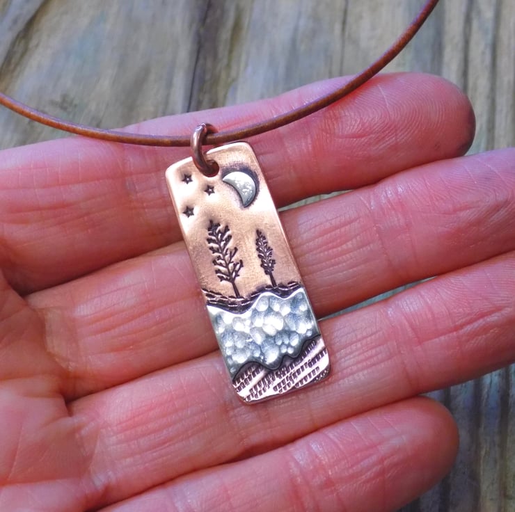 Copper and silver 'winter moon' mixed metals sc... - Folksy