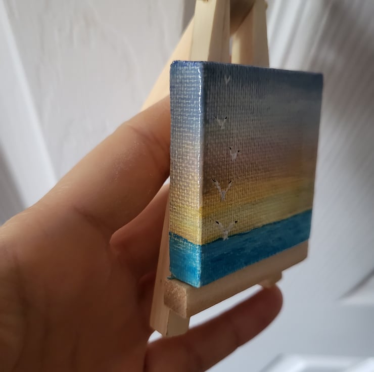 Original mini canvas seascape painting ocean su... - Folksy