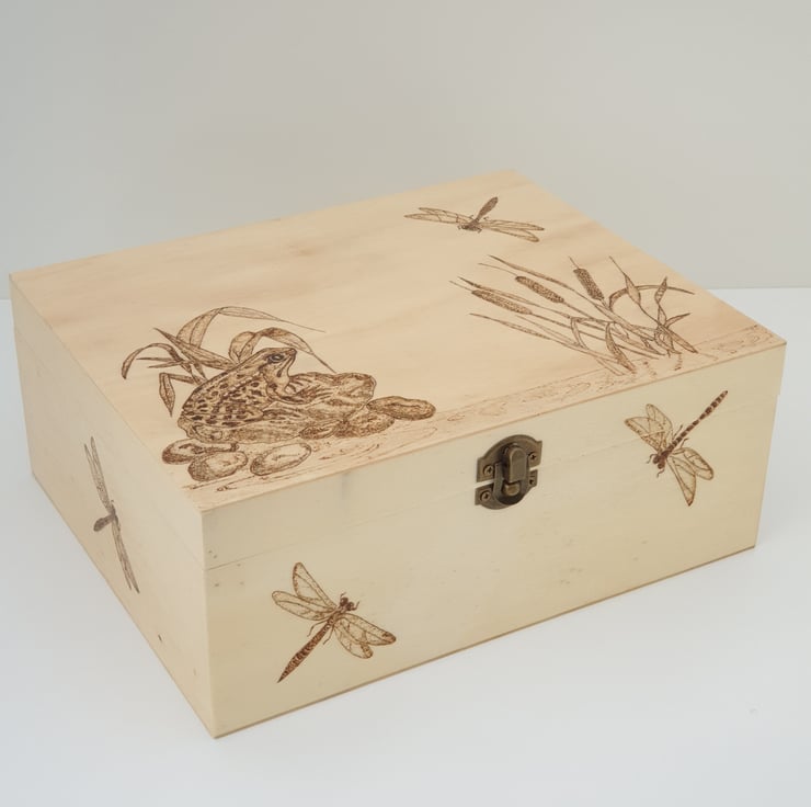 Pyrography wooden box, memory keepsake box, sto... - Folksy