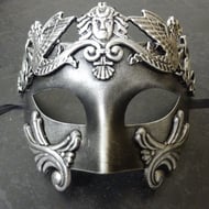Mens silver grey greek roman soldier god masque... - Folksy