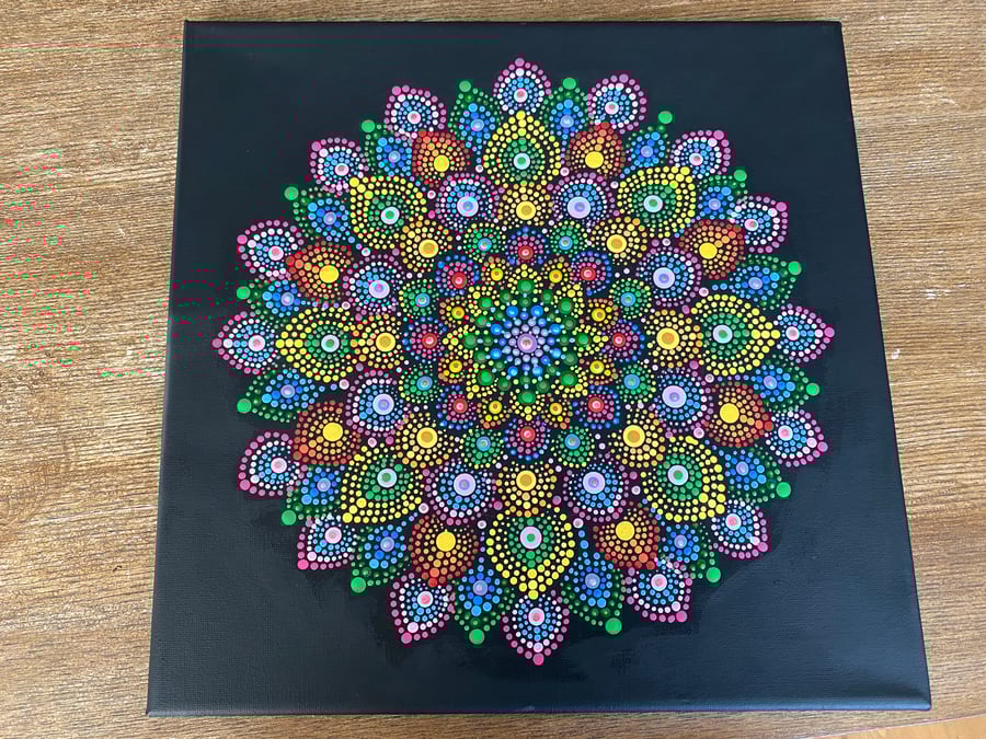 Dot Painted Mandela on Canvas - Folksy