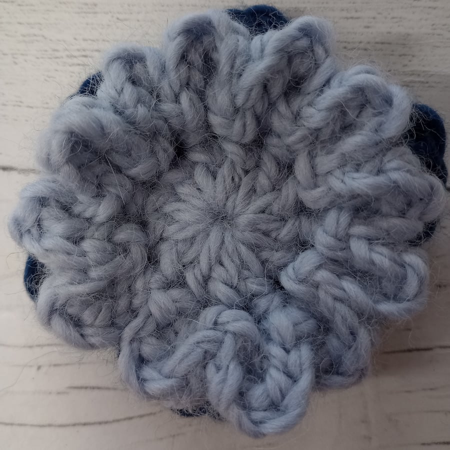 Pale & Deep Blue Flower Brooch, Light Weig... - Folksy