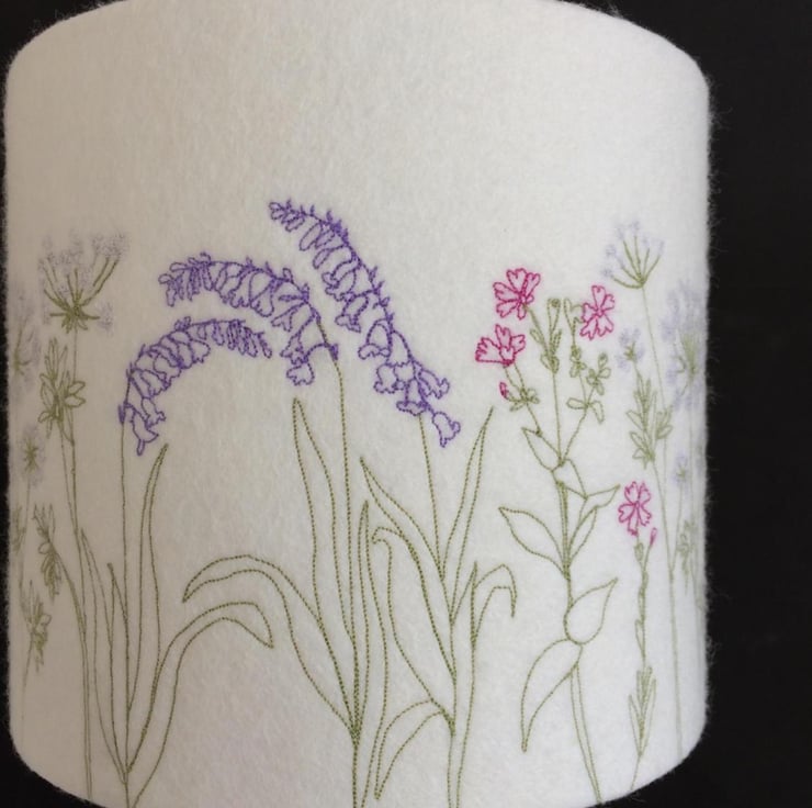 Cornish Hedgerow Embroidered lampshade - Folksy