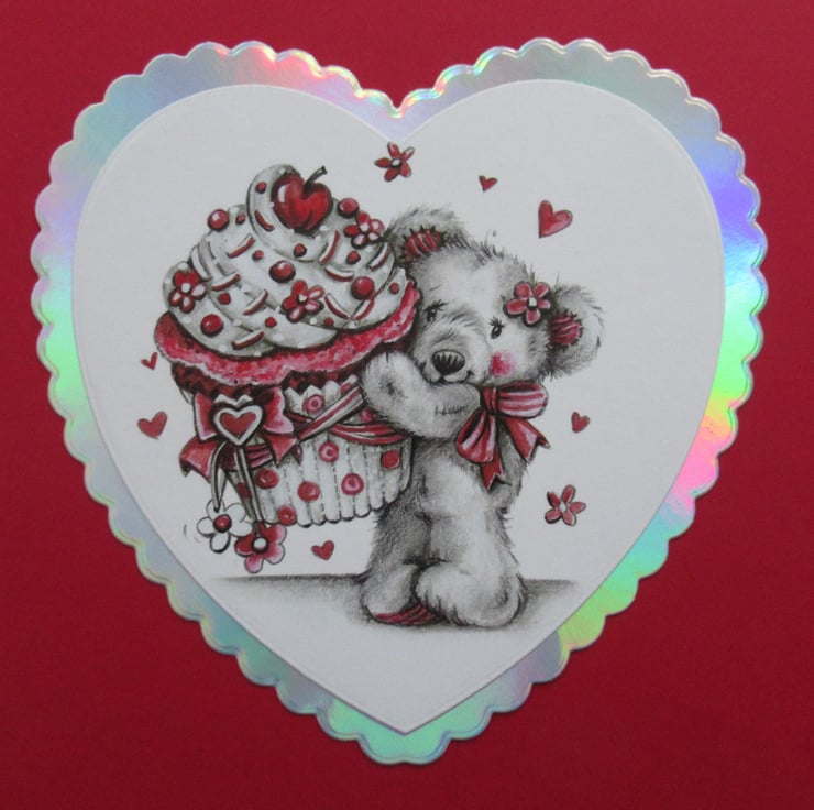 Cupcake Bear - Valentine's Card - Folksy