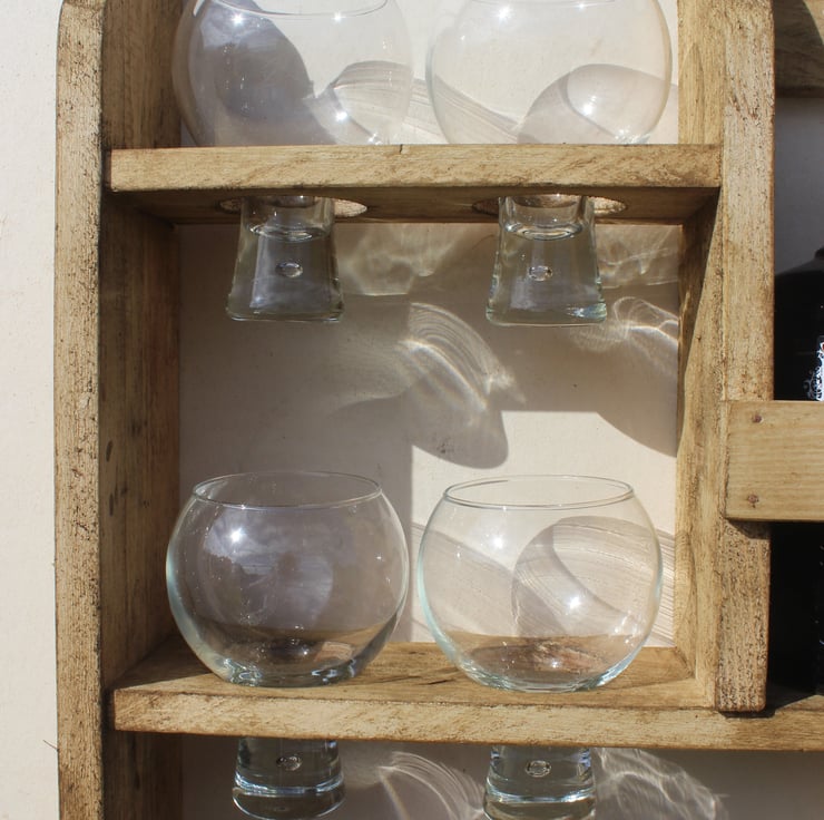 Gin rack, 8 bottles & 6 glass's storage rack - Folksy