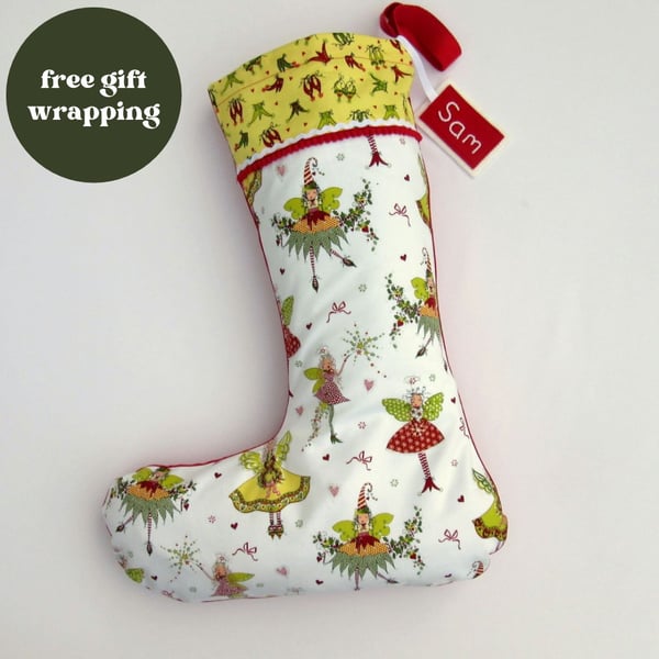 Fairy Christmas Stocking - can be personalised - Folksy