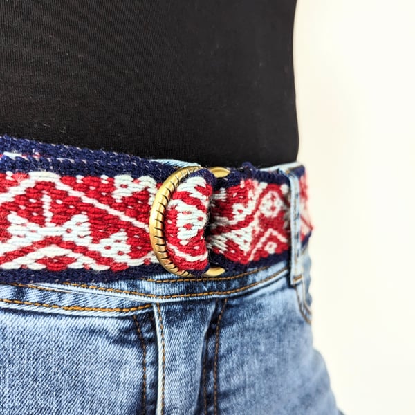 Boho belt using peruvian artisans weaving. Hand... - Folksy