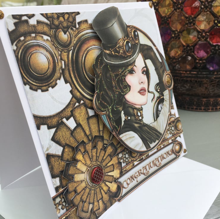 Steampunk congratulations card - Folksy