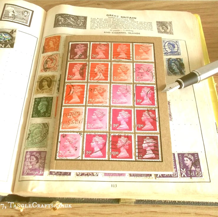 Red Pink Postage Stamp Notebook, A6 - Upcycled ... - Folksy
