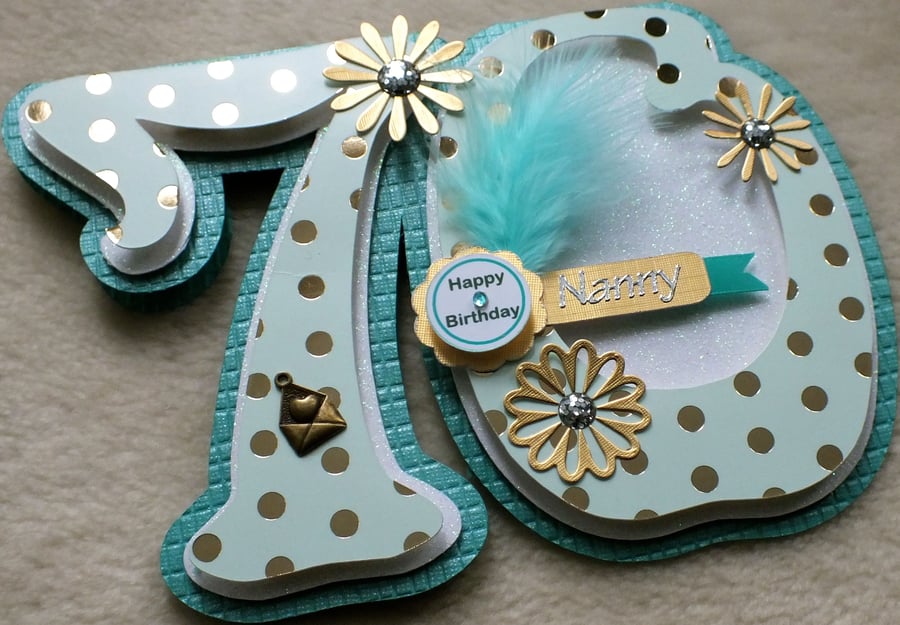 Luxury Handmade Personalised 70th Birthday Numb... - Folksy