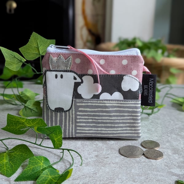 Small Oilcloth Coin or Card Purse with Applique... - Folksy