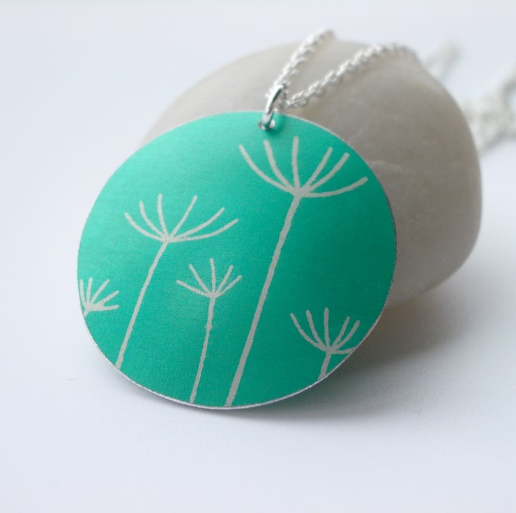 Dandelion pendant necklace in jade green - Folksy