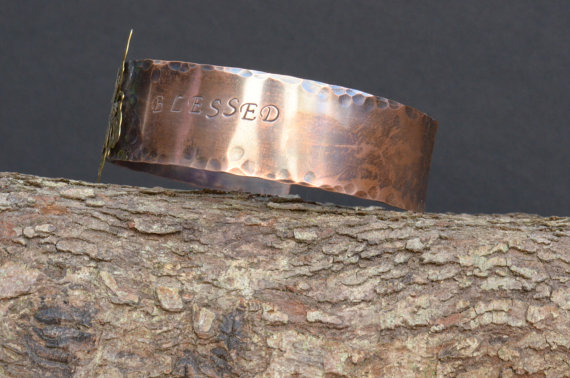 Blessed Handmade Hand Stamped Oxidised Hammered... - Folksy