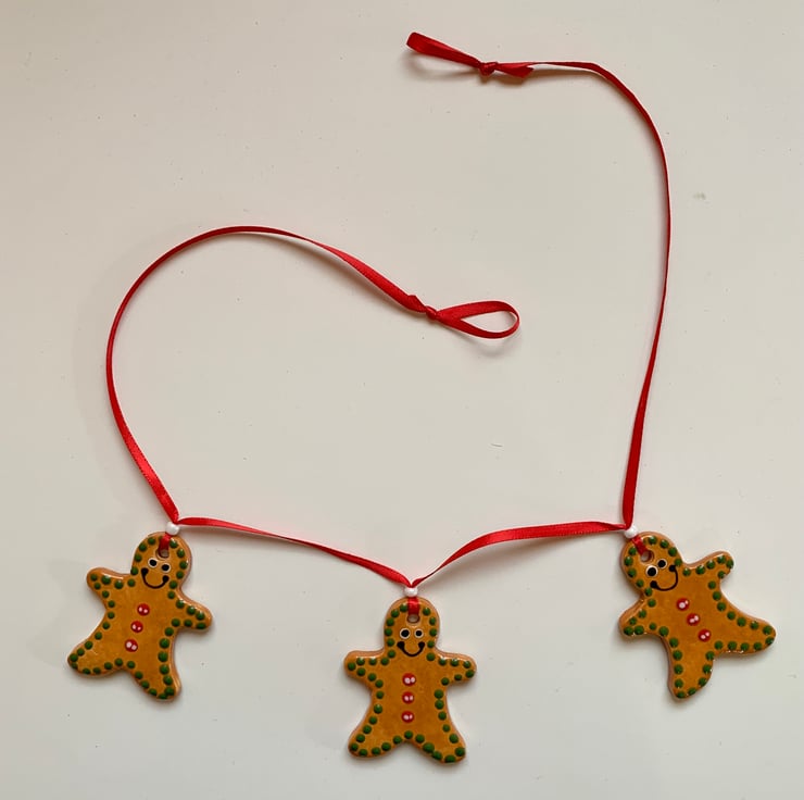 SALE Handmade Ceramic Mini Gingerbread Man Bunting - Folksy