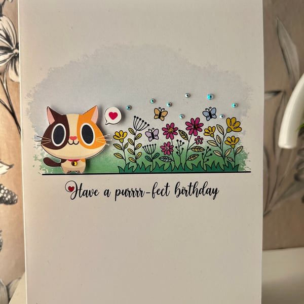 Cat birthday card, card for cat lovers, birthda... - Folksy