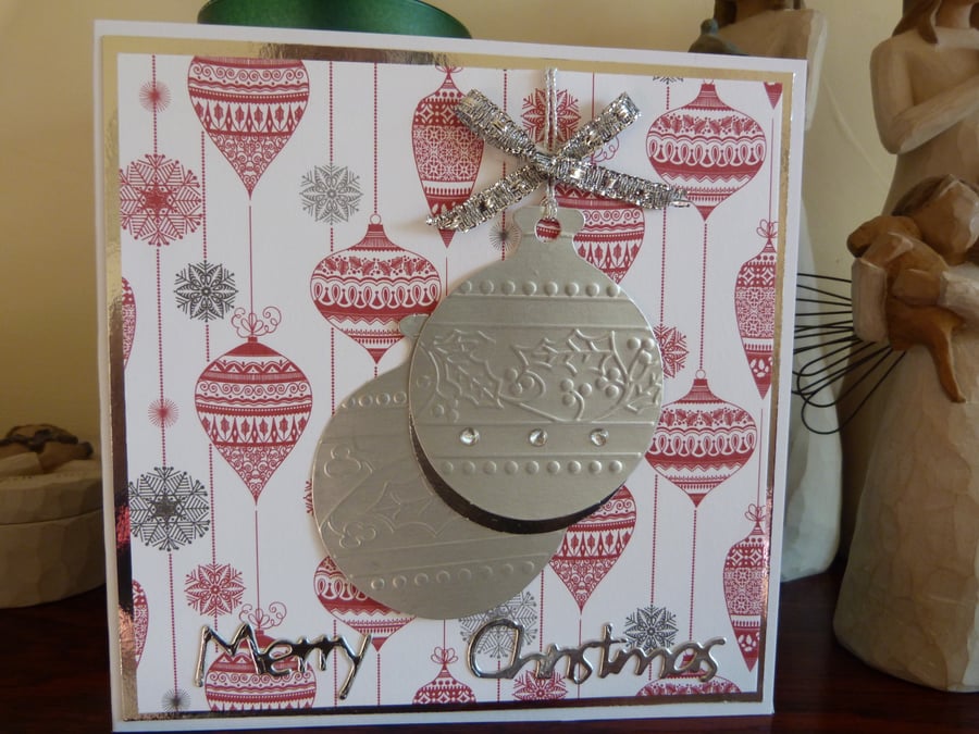 Pretty Baubles Christmas Card - Folksy