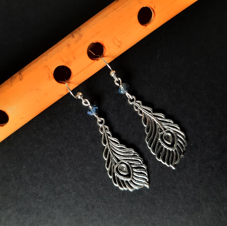 Peacock Feather Earrings - Folksy